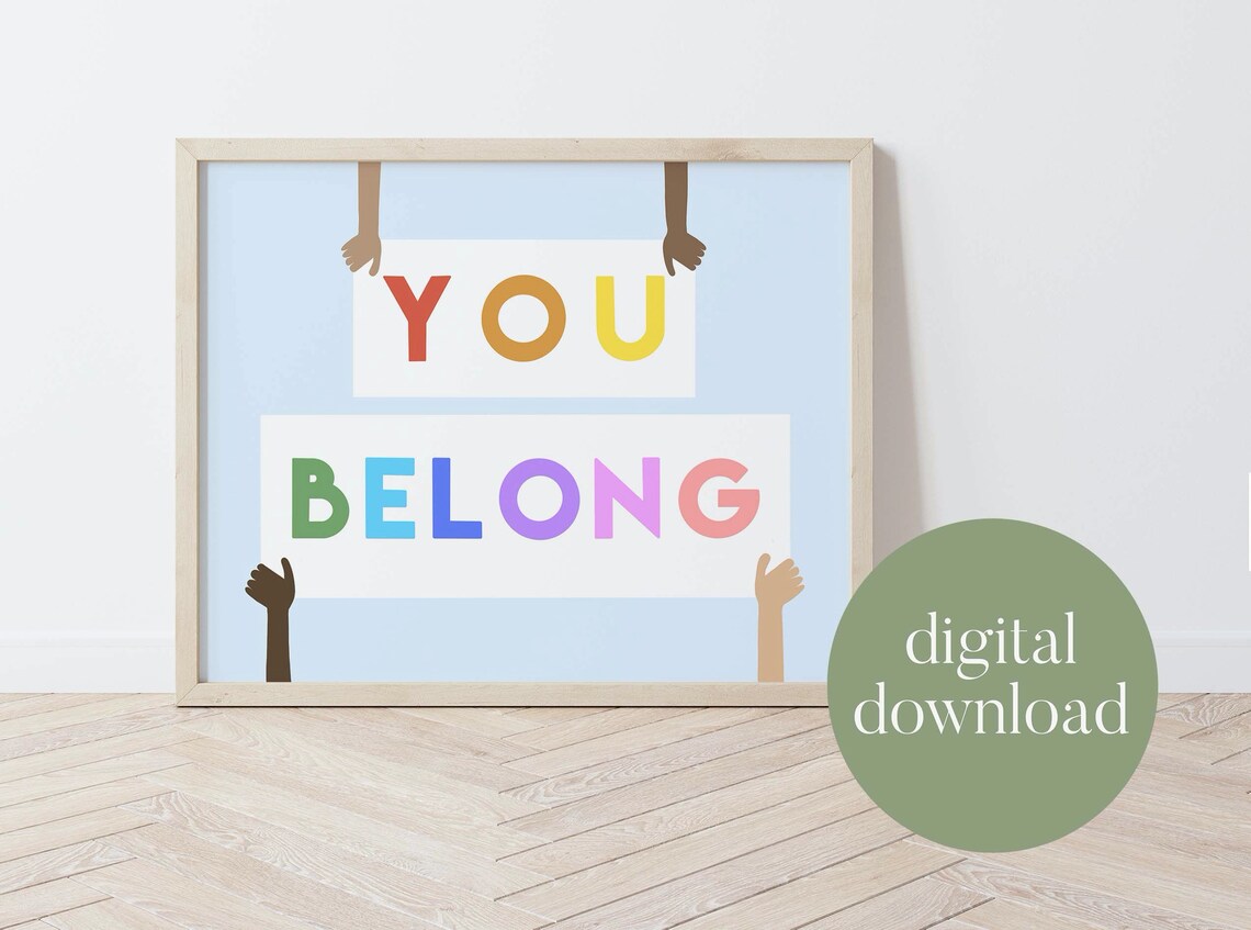 You Belong Diversity Wall Art Classroom Decor Inclusive - Etsy