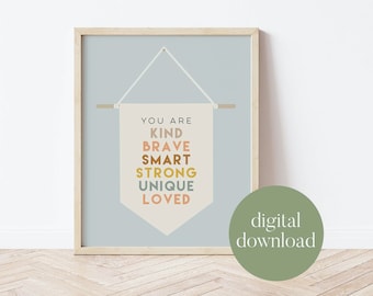 You Are A Boho Classroom Decor Affirmation Wall Art | Etsy