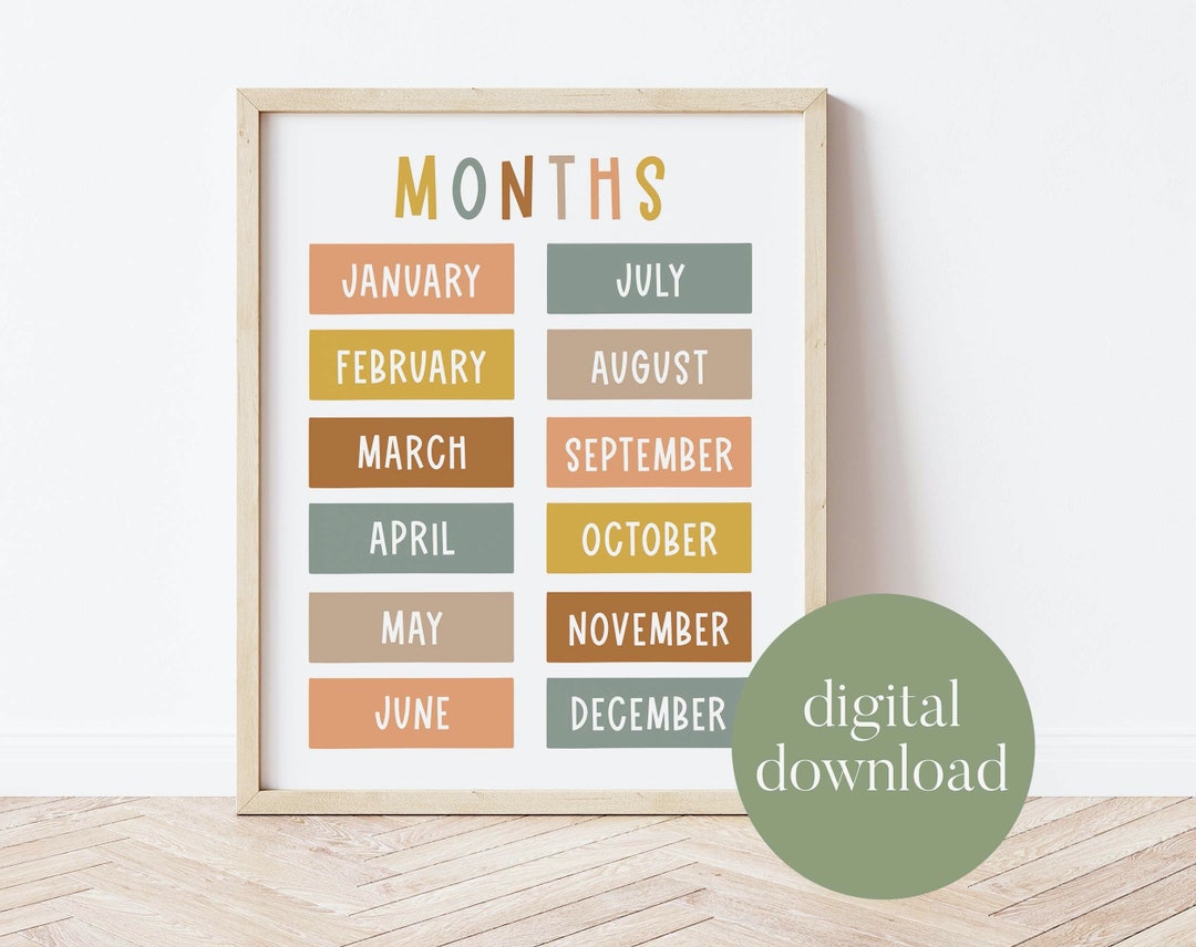 Months of the Year | Classroom Decor, Boho, Calendar Poster ...