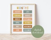Months of the Year Classroom Decor Boho Calendar Poster - Etsy