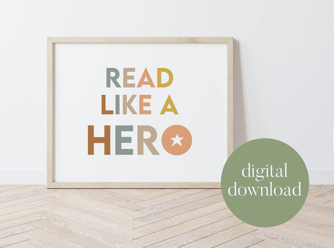 Read Like A Hero | Boho Classroom Decor, Library, Classroom Poster ...