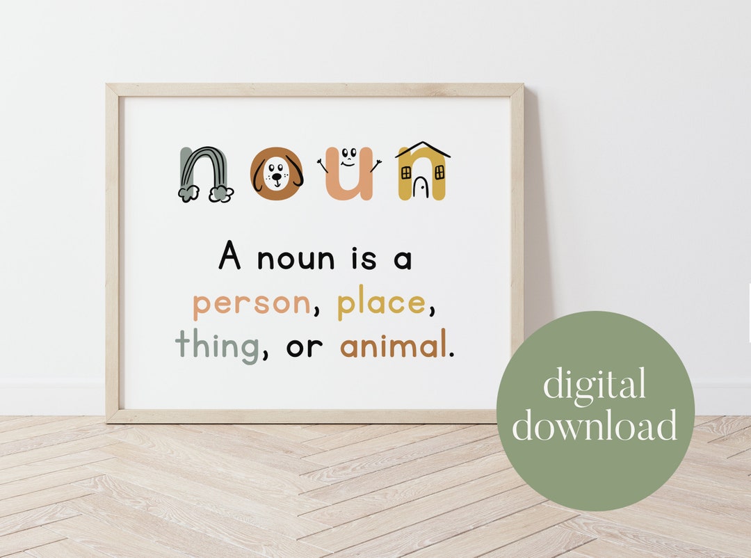 Nouns | Classroom Decor, Anchor Chart, Grammar, Educational Wall Art ...