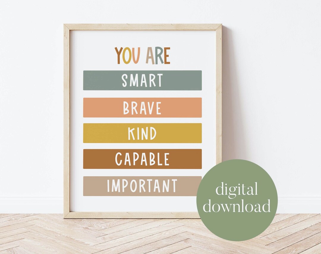 You Are | Boho Classroom Decor, Affirmation Wall Art, Affirmation ...