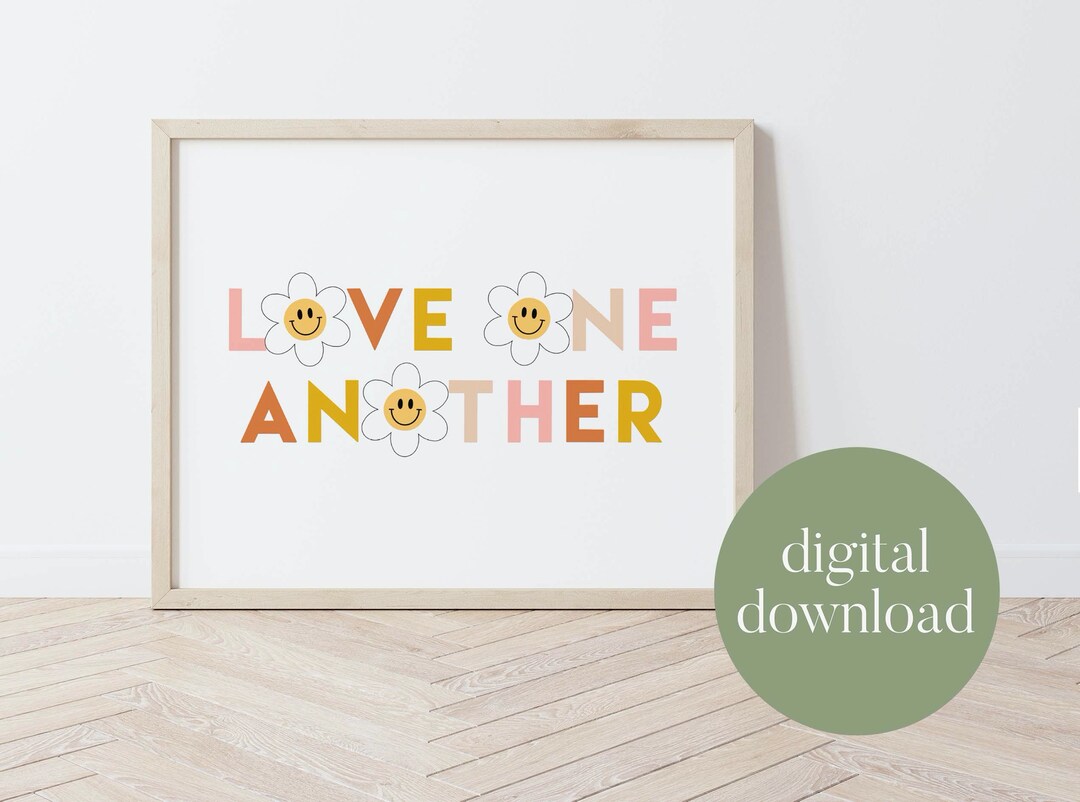 Love One Another | Retro Classroom Decor, Classroom Poster, Digital ...