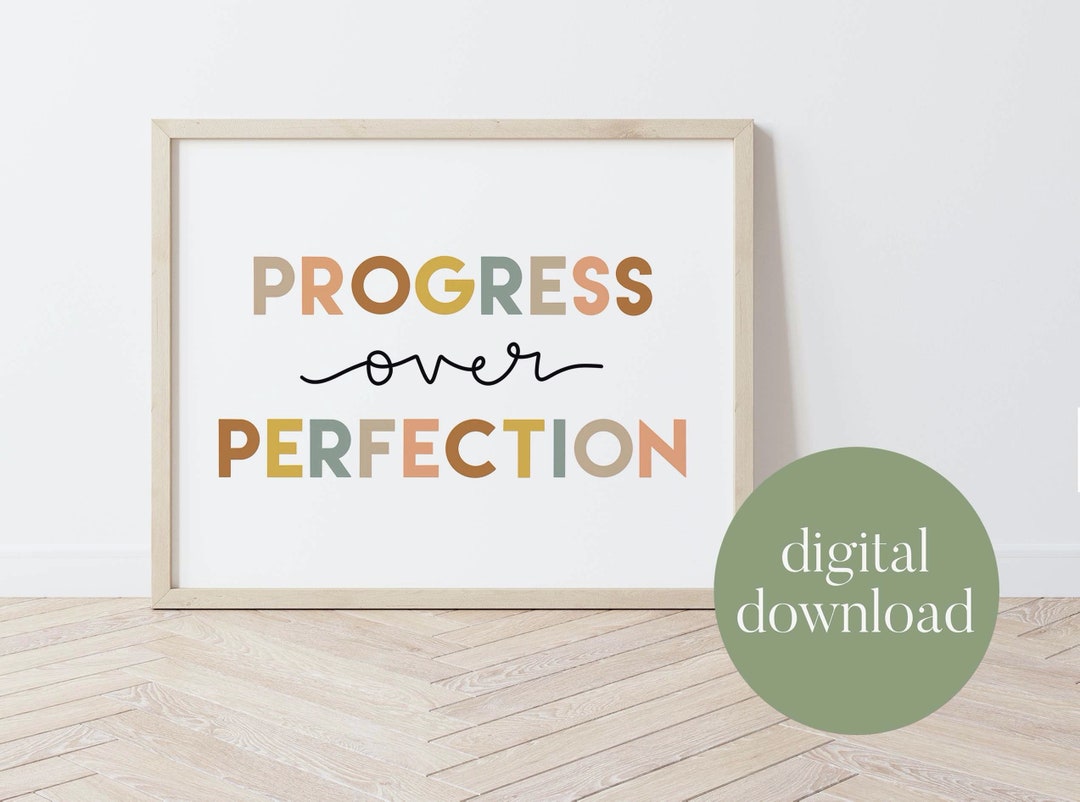 Progress Over Perfection | Classroom Decor, Boho, Motivational Wall Art ...
