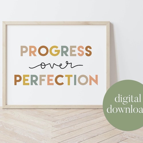 Progress Over Perfection Print Classroom Decor Kids - Etsy