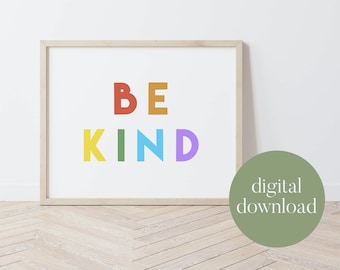Be Kind Boho Classroom Decor, Be Kind, Motivational Wall Art, Digital ...