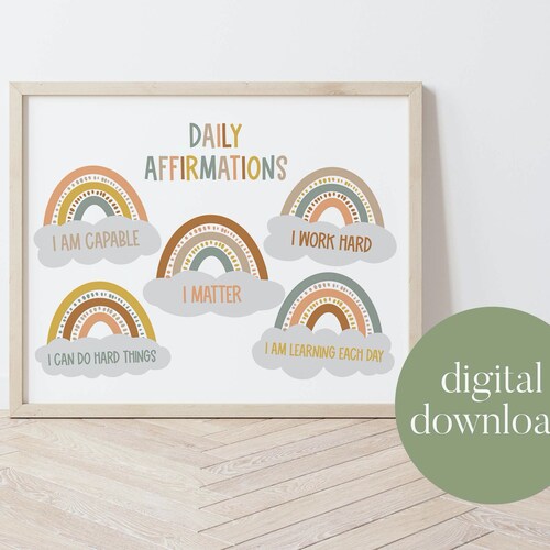 Daily Affirmations Boho Classroom Decor Affirmation Wall - Etsy