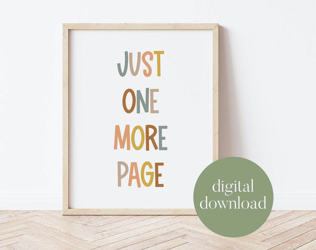 Just One More Page | Boho Classroom Decor, Library, Classroom Poster ...