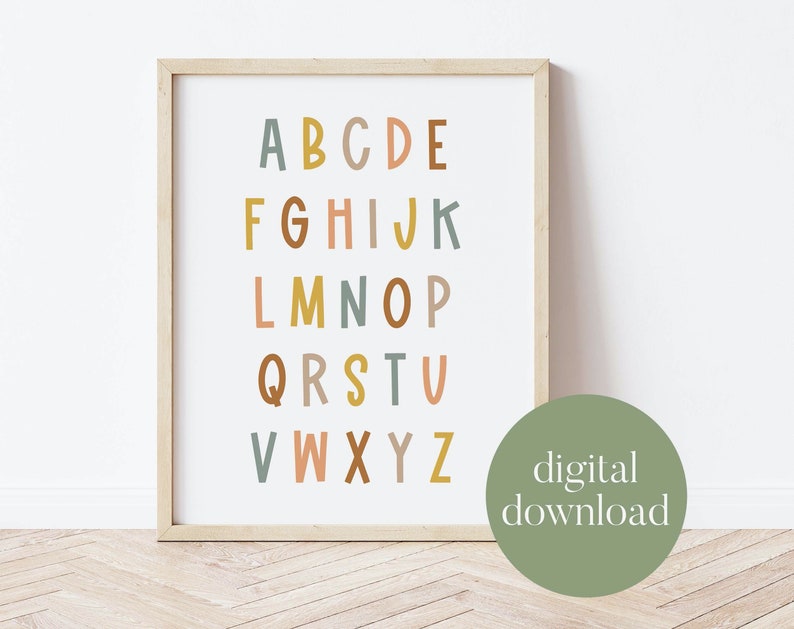 Alphabet Classroom Decor Boho ABC Poster Educational Wall - Etsy