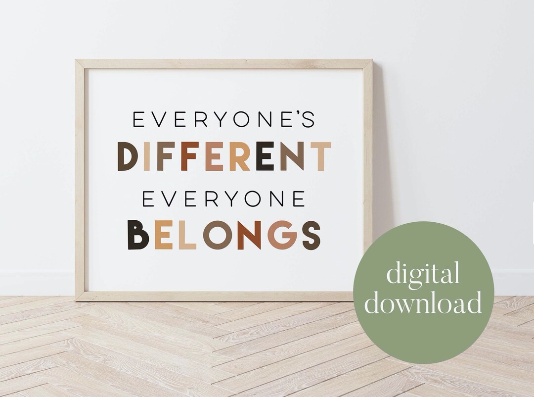 Everyone’s Different Everyone Belongs | Diversity Wall Art, Classroom ...