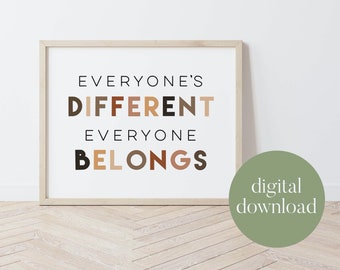Everyones Different Everyone Belongs Diversity Wall Art - Etsy