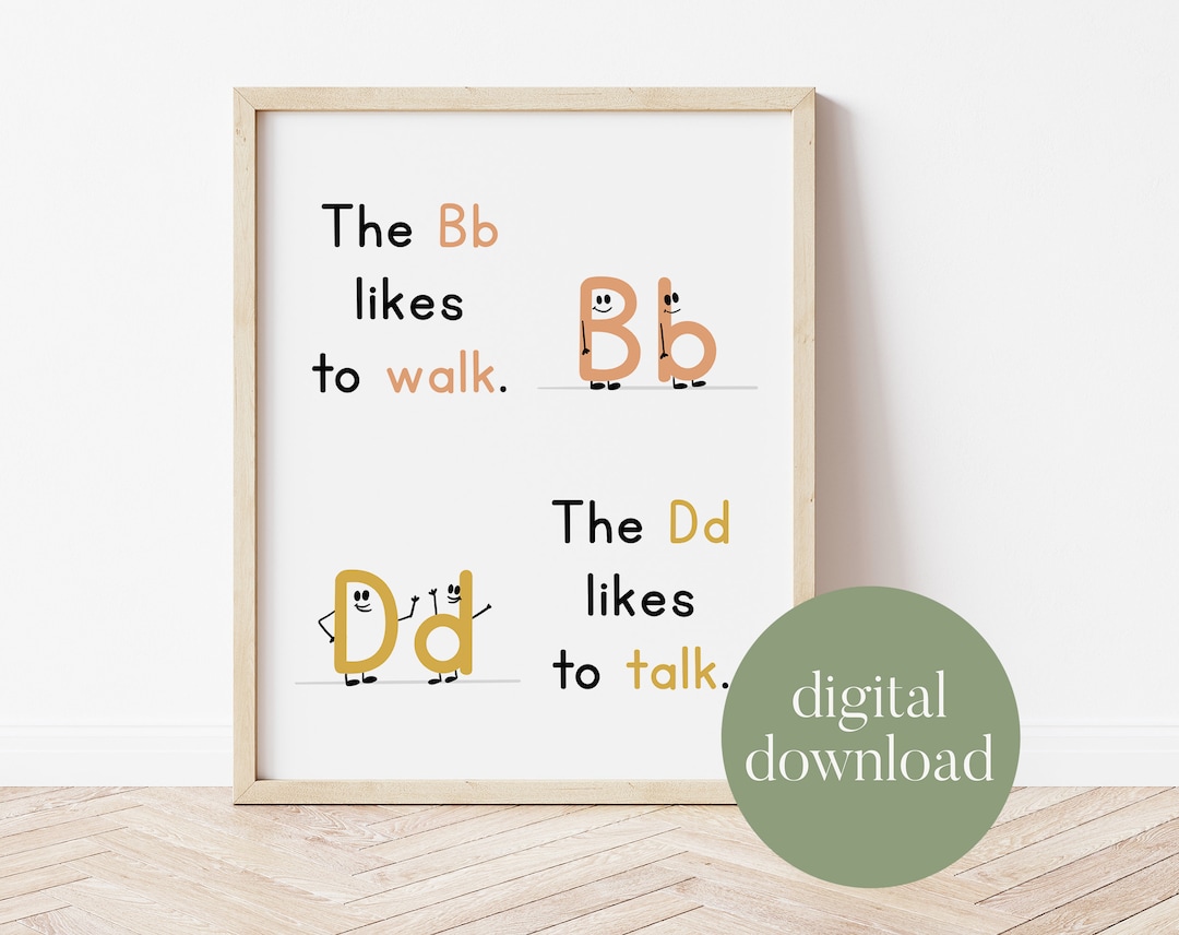 Bb and Dd | Classroom Decor, Anchor Chart, Bb Like to Walk, Dd Like to ...