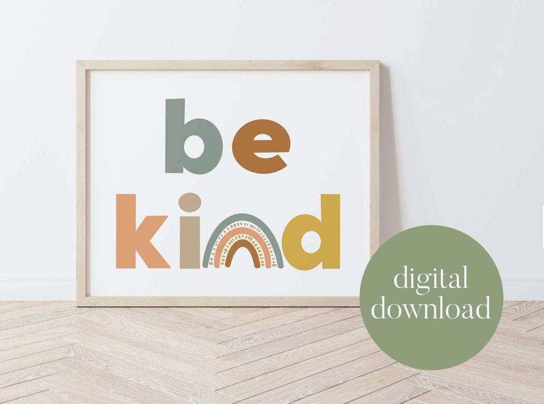 Be Kind | Boho Classroom Decor, Be Kind, Motivational Wall Art, Digital ...