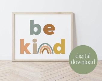 Be Kind | Boho Classroom Decor, Be Kind, Motivational Wall Art, Digital ...