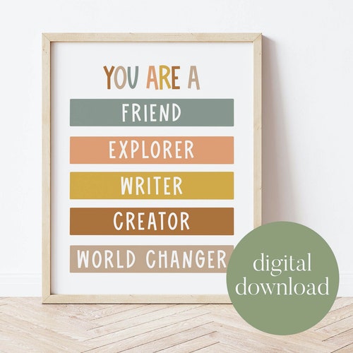 You Are A Boho Classroom Decor Affirmation Wall Art - Etsy