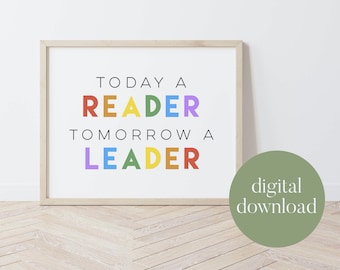 Today a Reader Tomorrow a Leader Kids Wall Art - Etsy