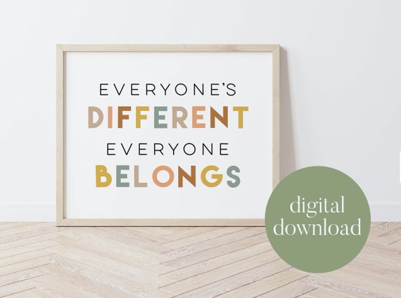 Everyones Different Everyone Belongs Diversity Wall Art | Etsy
