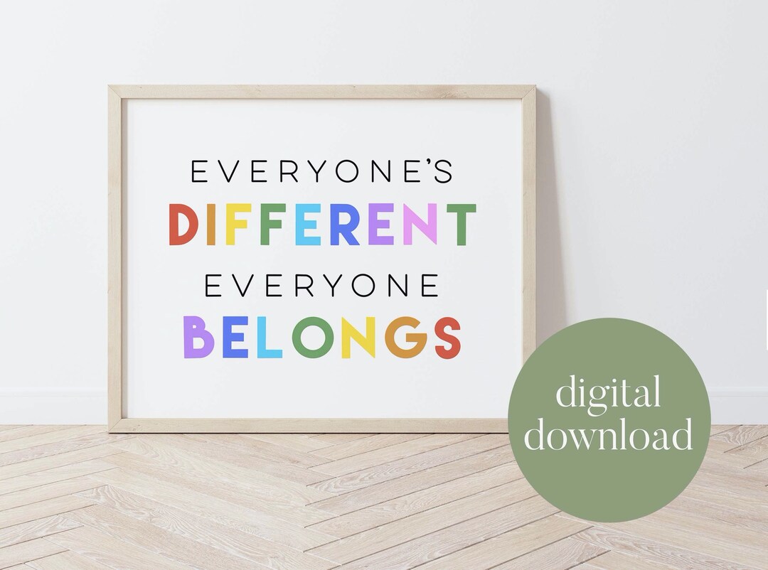 Everyone’s Different Everyone Belongs | Diversity Wall Art, Classroom ...