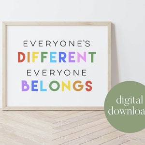 Everyones Different Everyone Belongs Diversity Wall Art - Etsy