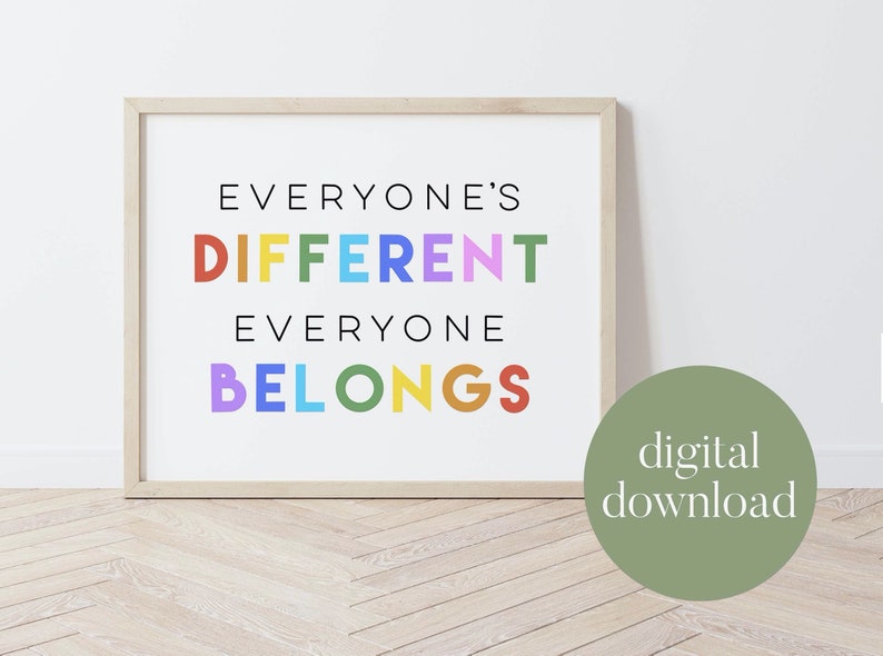Everyones Different Everyone Belongs Diversity Wall Art - Etsy