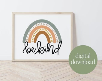 Be Kind Boho Classroom Decor, Be Kind, Motivational Wall Art, Digital ...