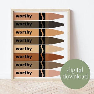 You Are Worthy Diversity Wall Art Classroom Decor Digital - Etsy