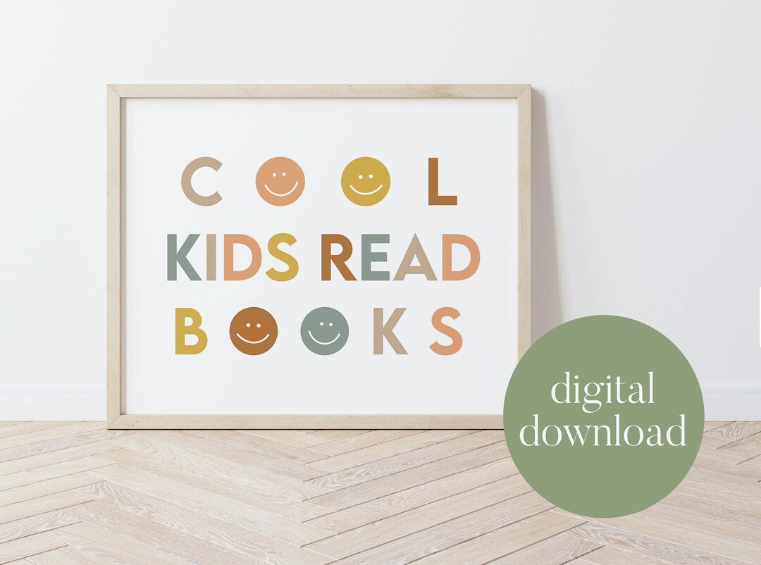Cool Kids Read Books | Boho Classroom Decor, Smiley Face, Digital Print ...