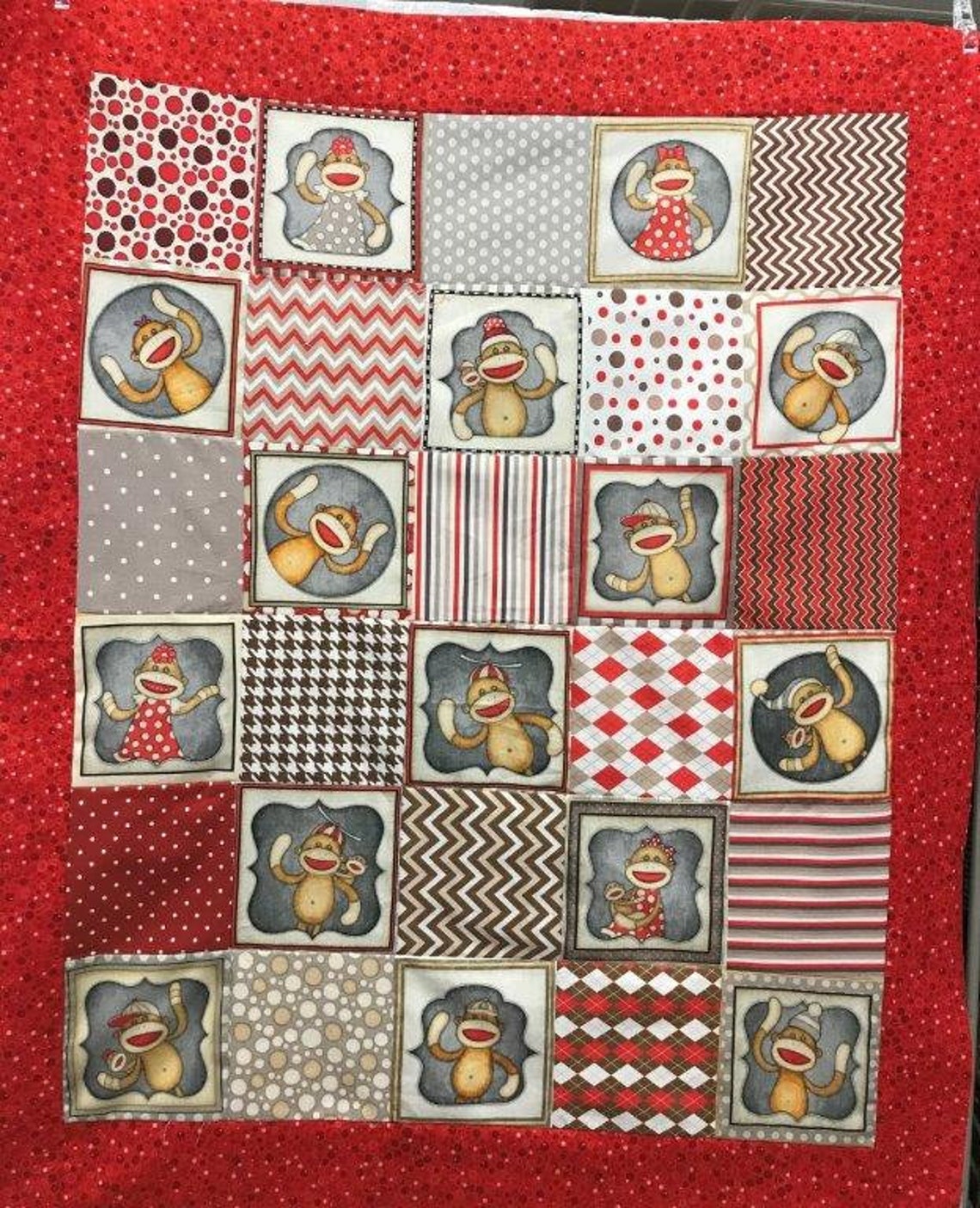 Sock Monkey Quilt Kit - Etsy
