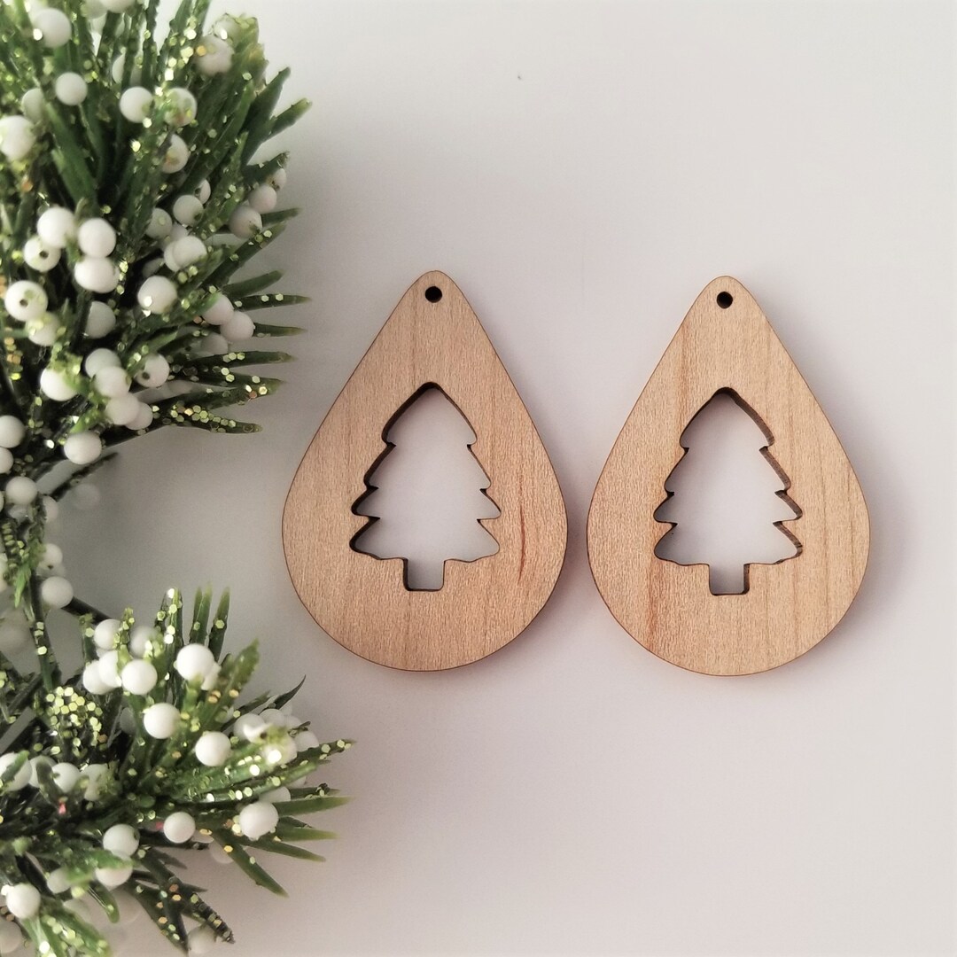 20 Pieces - Laser Cut Evergreen Cut Out Tear Drop, Winter Earring ...
