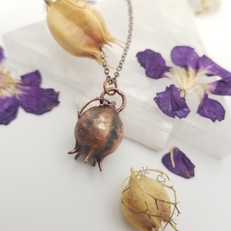 Nigella Seed Pod Copper Electroformed Necklace - Etsy