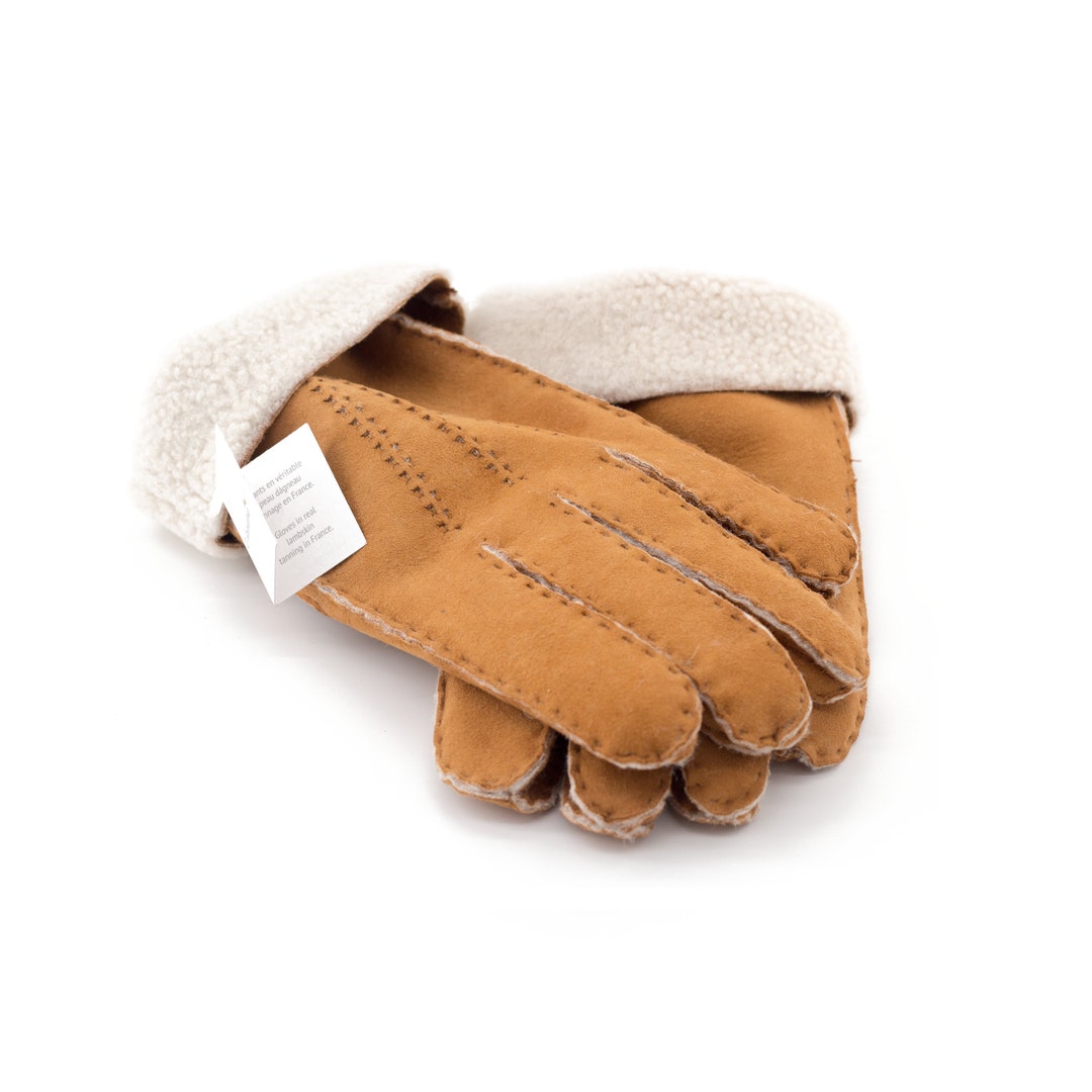 Camel Sheepskin Gloves - Etsy