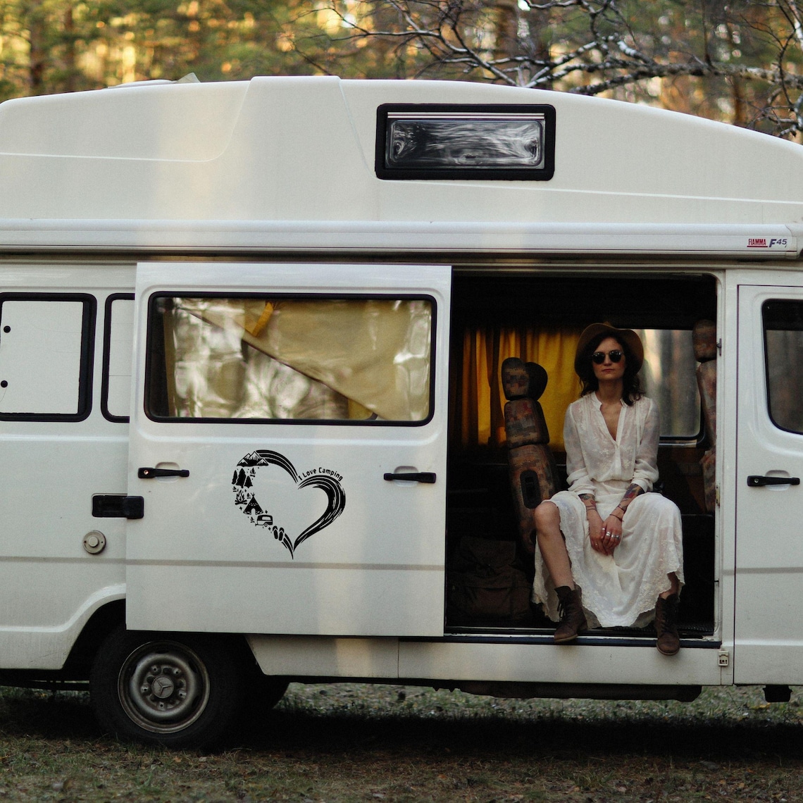 I Love Camping Vinyl Decal | Heart Camper Sticker for Car RV ...