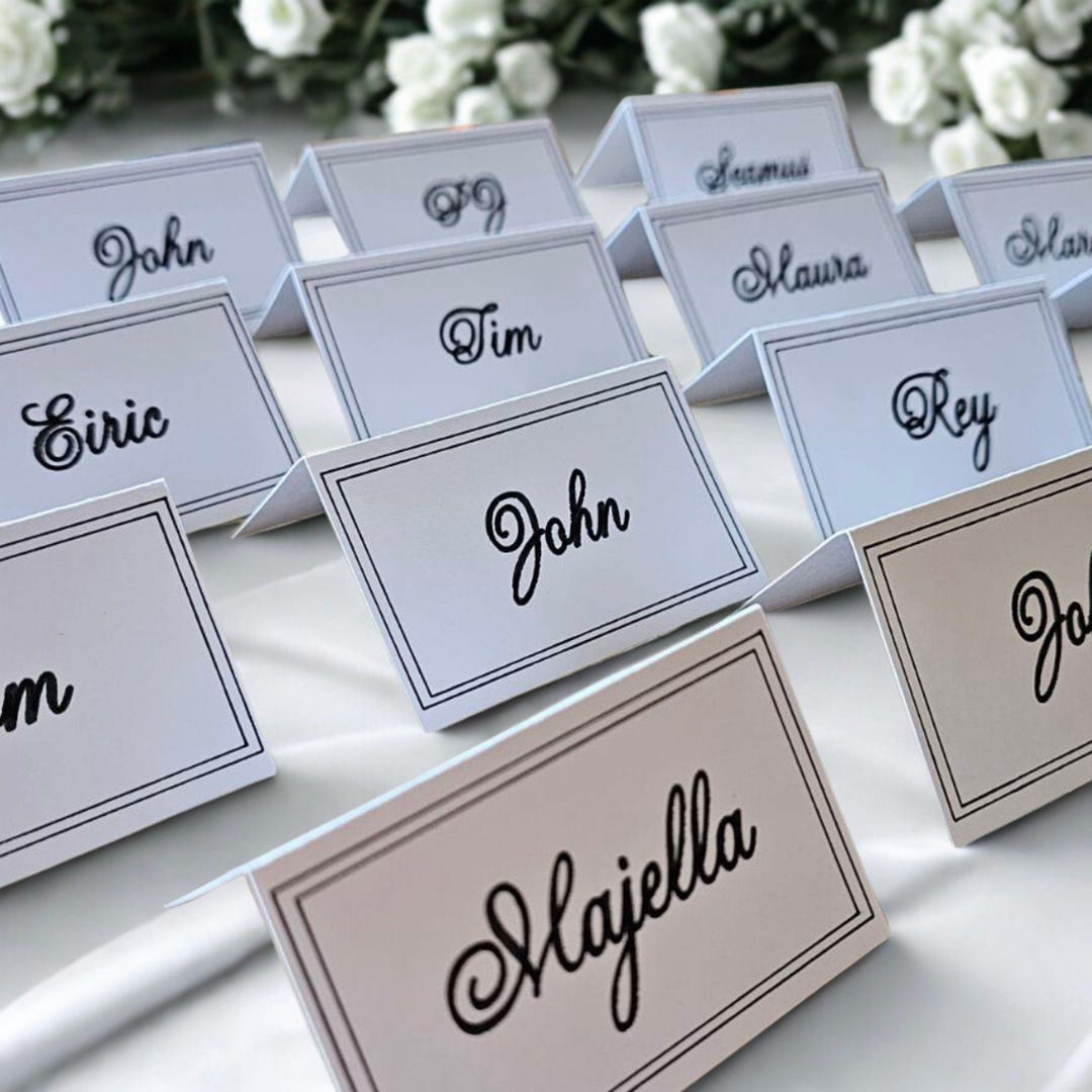 Personalized Wedding Place Cards, Font, White Cardstock, Guest Name ...