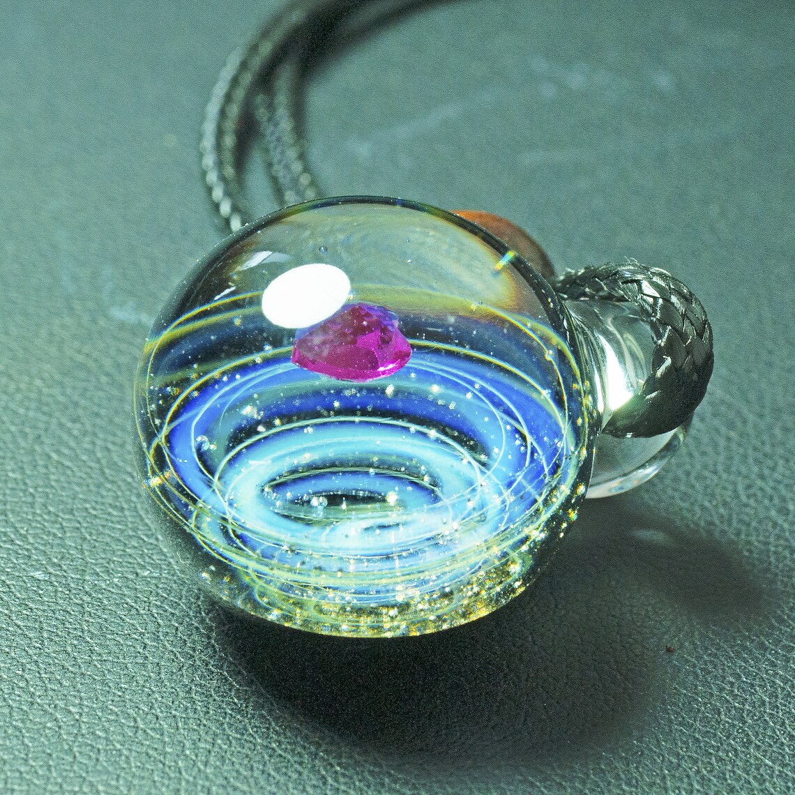Unique Birthday Gift，handmade Glass Universe Pendant 24mm, Blue Galaxy ...