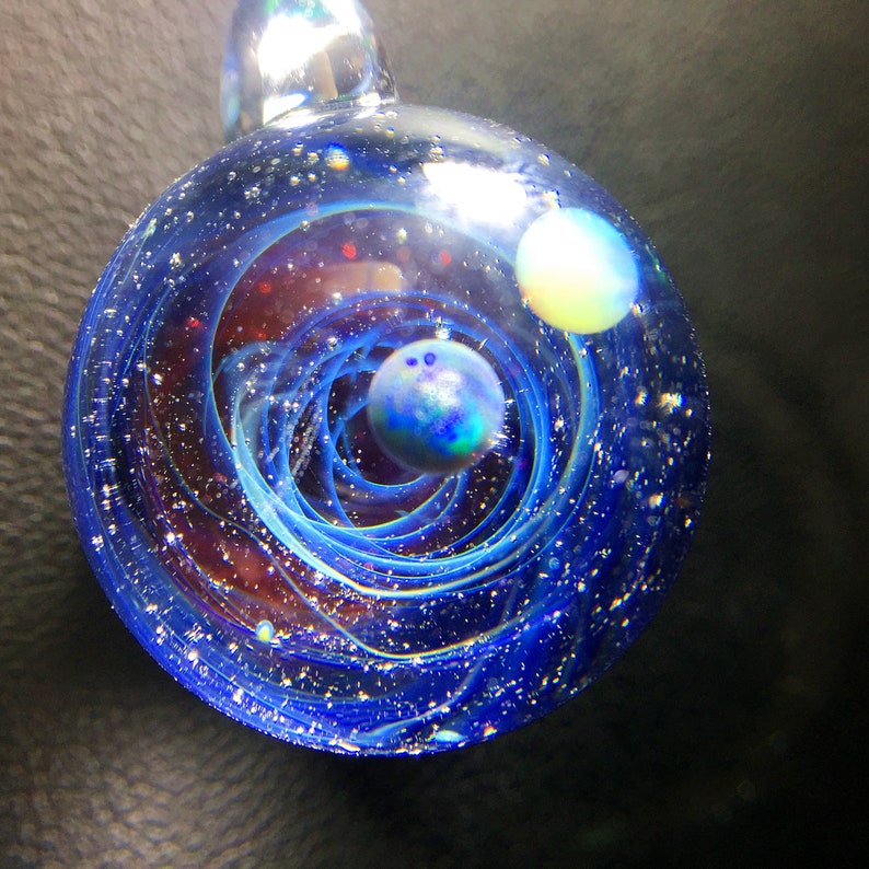 Spaceblown Glass Universe Pendant 1 Inches,glass Dome,planet Stars ...