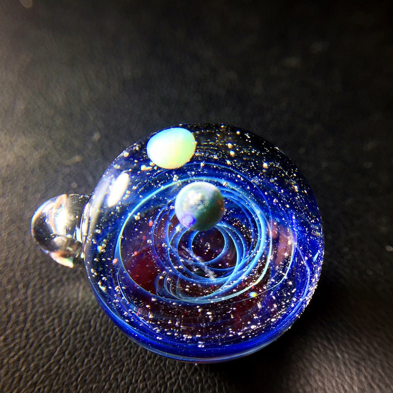 Spaceblown Glass Universe Pendant 1 Inches,glass Dome,planet Stars ...