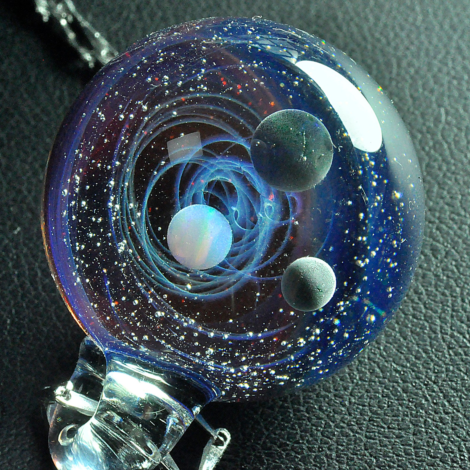 Glass Pendant Space Universe Galaxy Silver & Gold Fumed Glass - Etsy