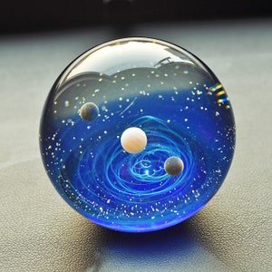 Glass Dome Planet Stars Twisted Space Glass Marble，unique Gift Night ...