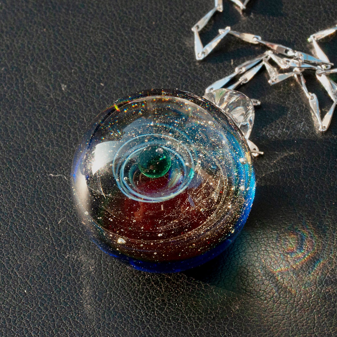 Unique Gift Space Blown Glass Universe Pendant 1 Inches,glass Dome ...