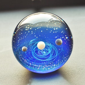 Glass Dome Planet Stars Twisted Space Glass Marble，unique Gift Night ...