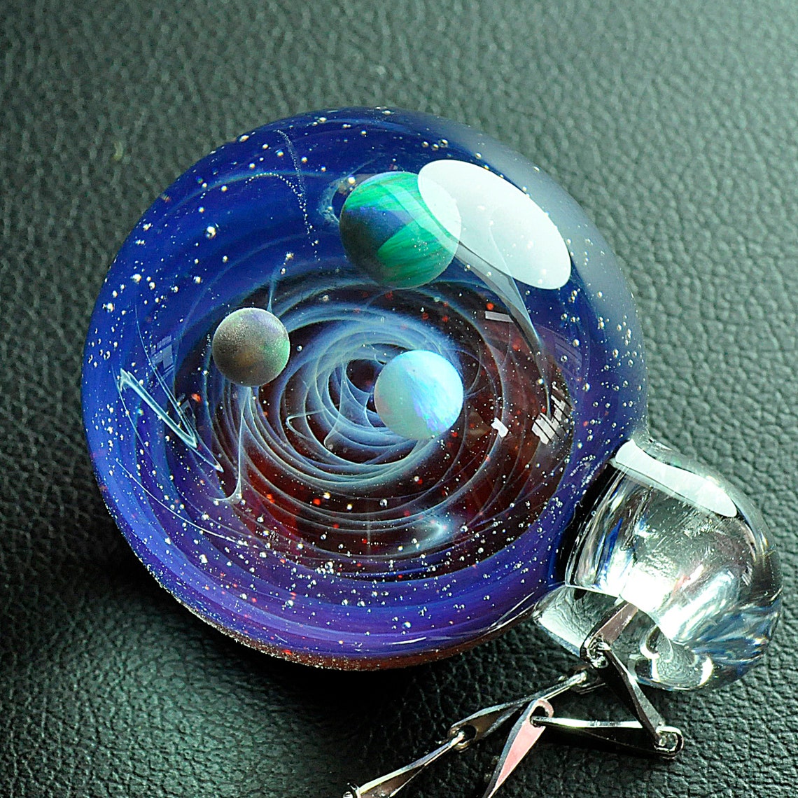 Planet Stars Glass Domespaceblown Glass Universe Pendant 1 - Etsy