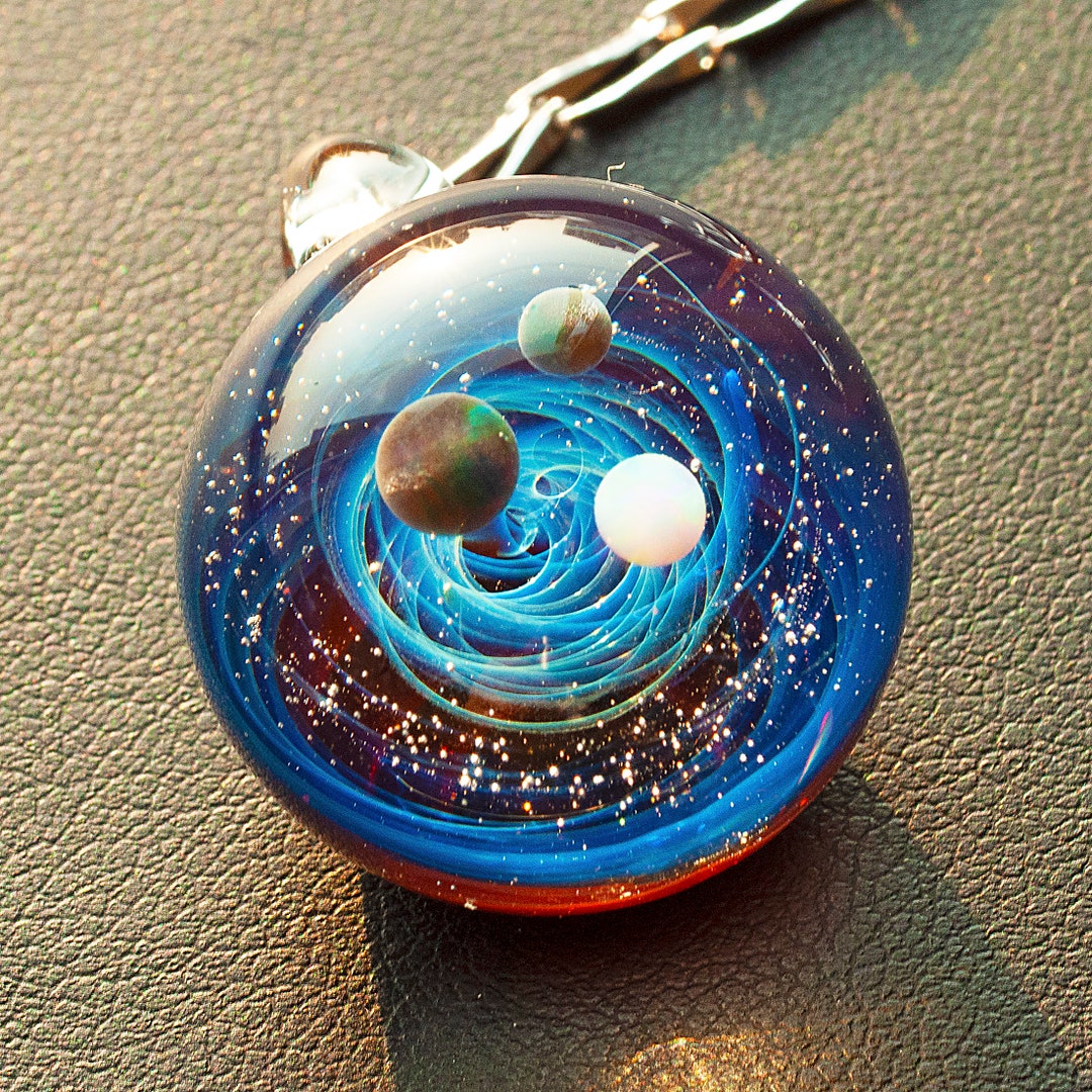 Handmade Glass Universe Pendant 24mm,unique Birthday Gift， Black Galaxy ...