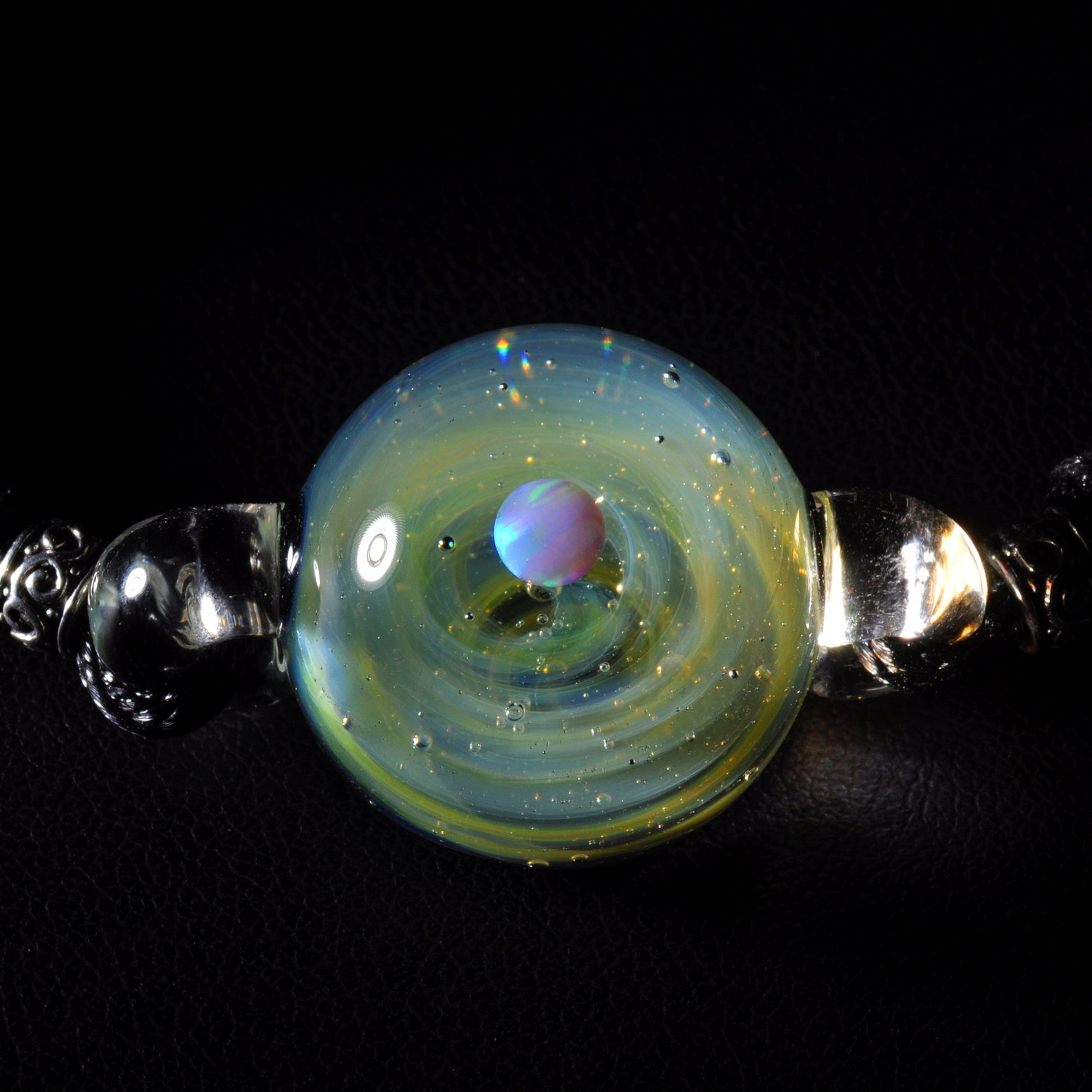 Night Sky Galaxy Bracelet, Universe Bracelet Space Blown Glass 1 Inches ...