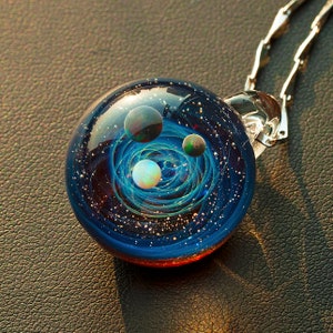 Handmade Glass Universe Pendant 24mm,unique Birthday Gift， Black Galaxy ...