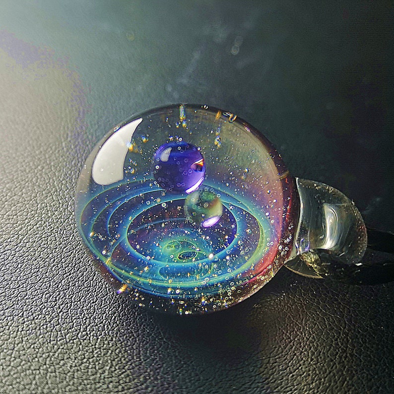 Planet Stars Glass Domespaceblown Glass Universe Pendant 1 | Etsy Canada
