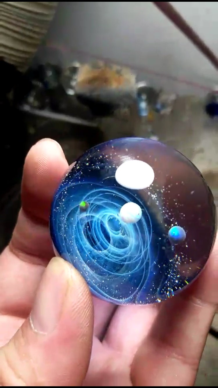Heady glass marble Universe Opal Hand blown glass Ball Silver | Etsy