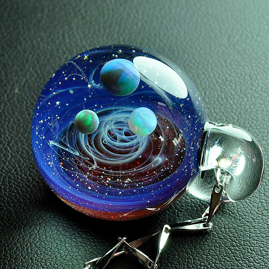 Planet Stars Glass Domespaceblown Glass Universe Pendant 1 - Etsy
