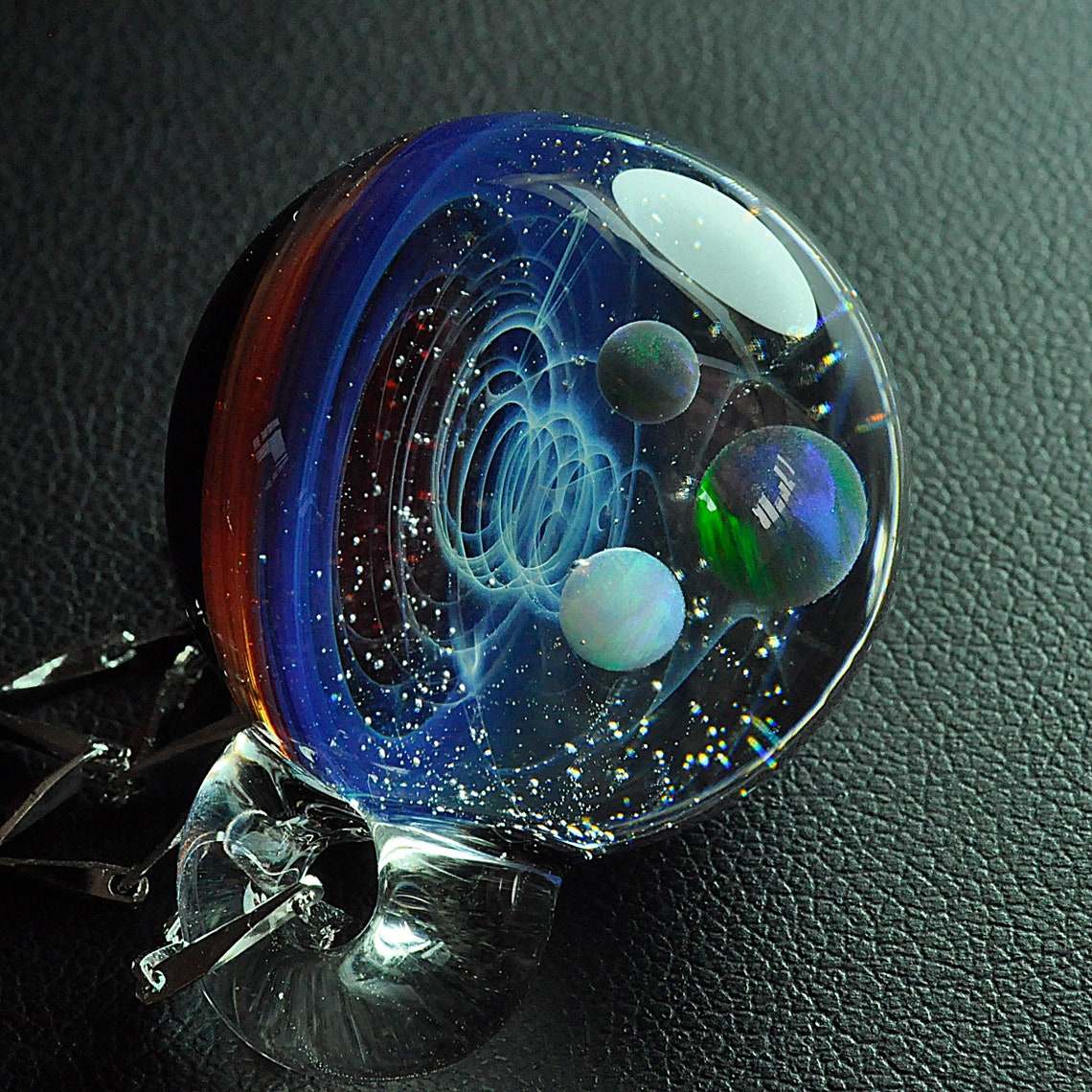 Planet Stars Glass Domespaceblown Glass Universe Pendant 1 - Etsy