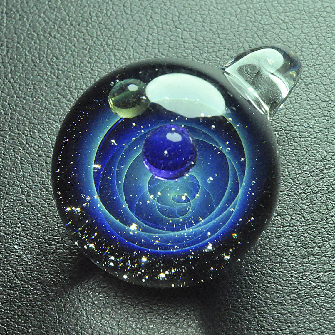 Planet Stars Glass Domespaceblown Glass Universe Pendant 1 | Etsy